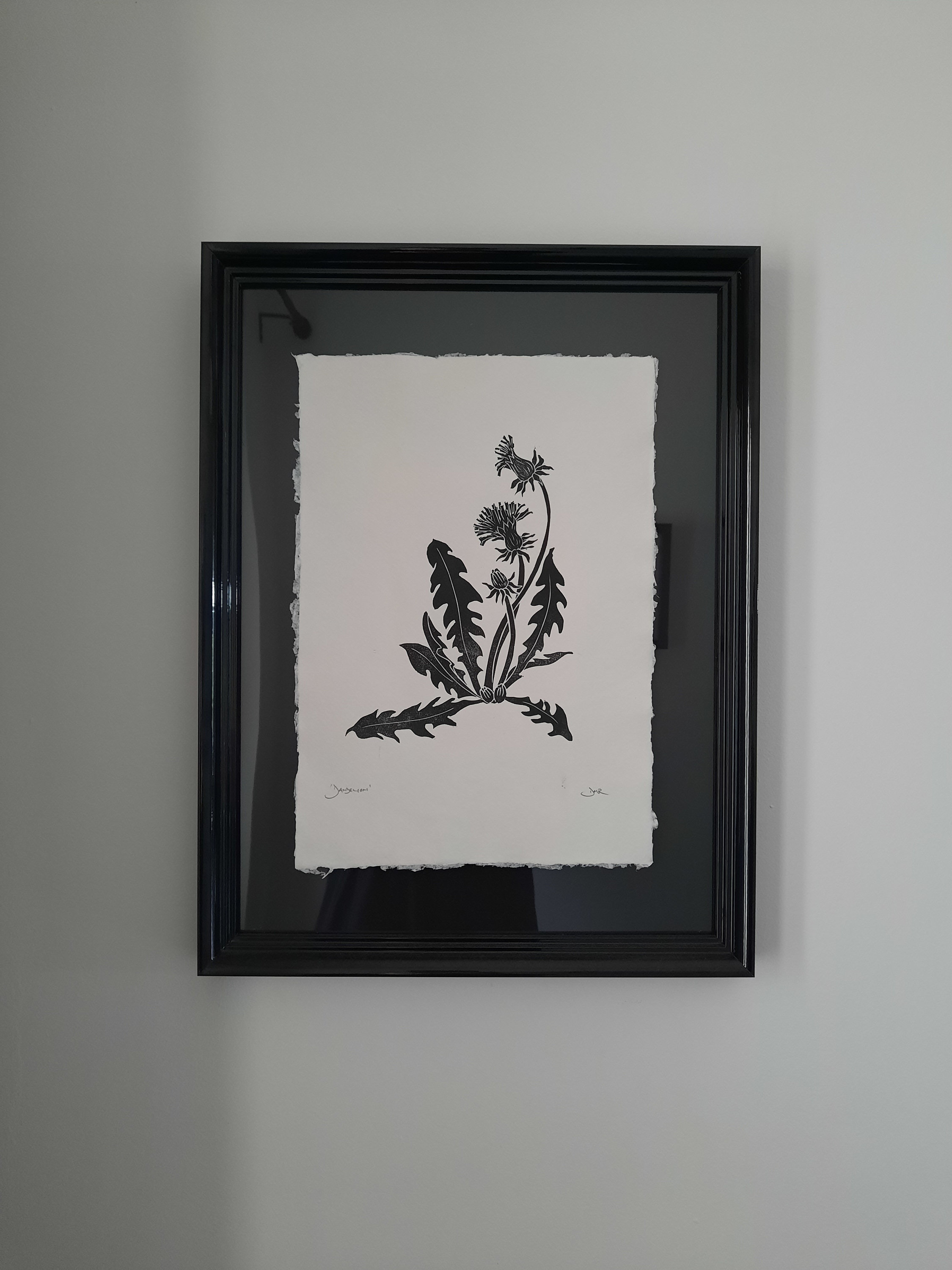 Dandelion Linocut Print Original Hand Carved and Printed - Etsy