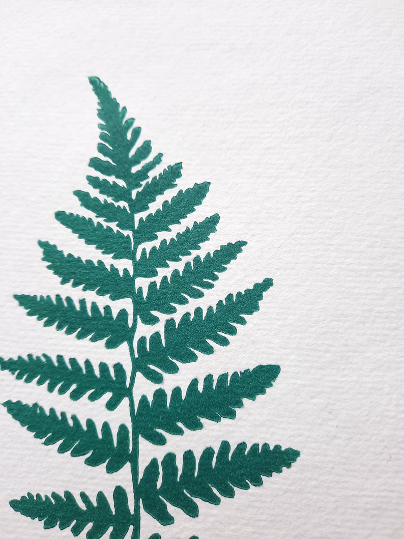 Fern Linocut Print in Green ~ Hand Carved and Hand Printed Lino Print ...