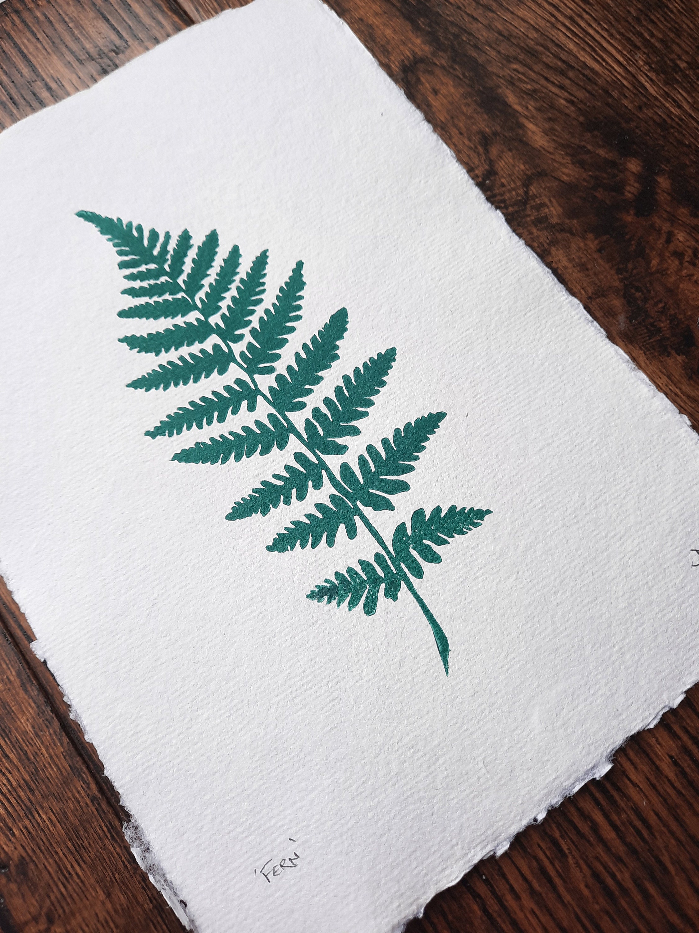 Fern Linocut Print in Green ~ Hand Carved and Hand Printed Lino Print ...