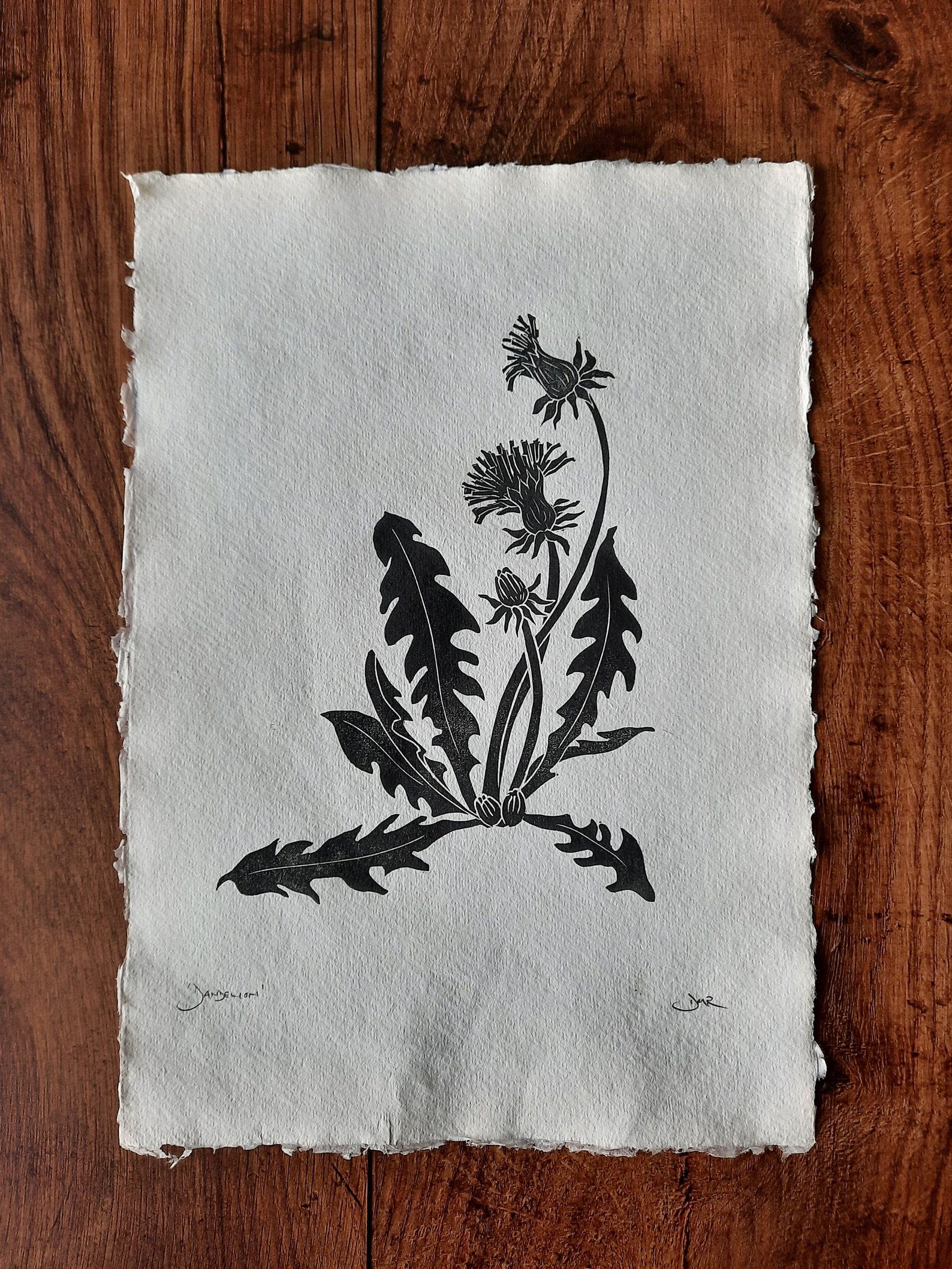 Dandelion Linocut Print Original Hand Carved and Printed Artwork ...