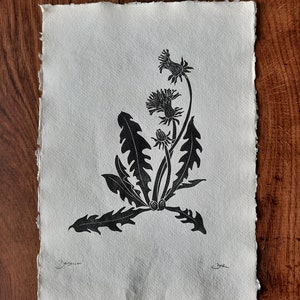 Dandelion Linocut Print ~ Original Hand Carved and Printed Artwork ...