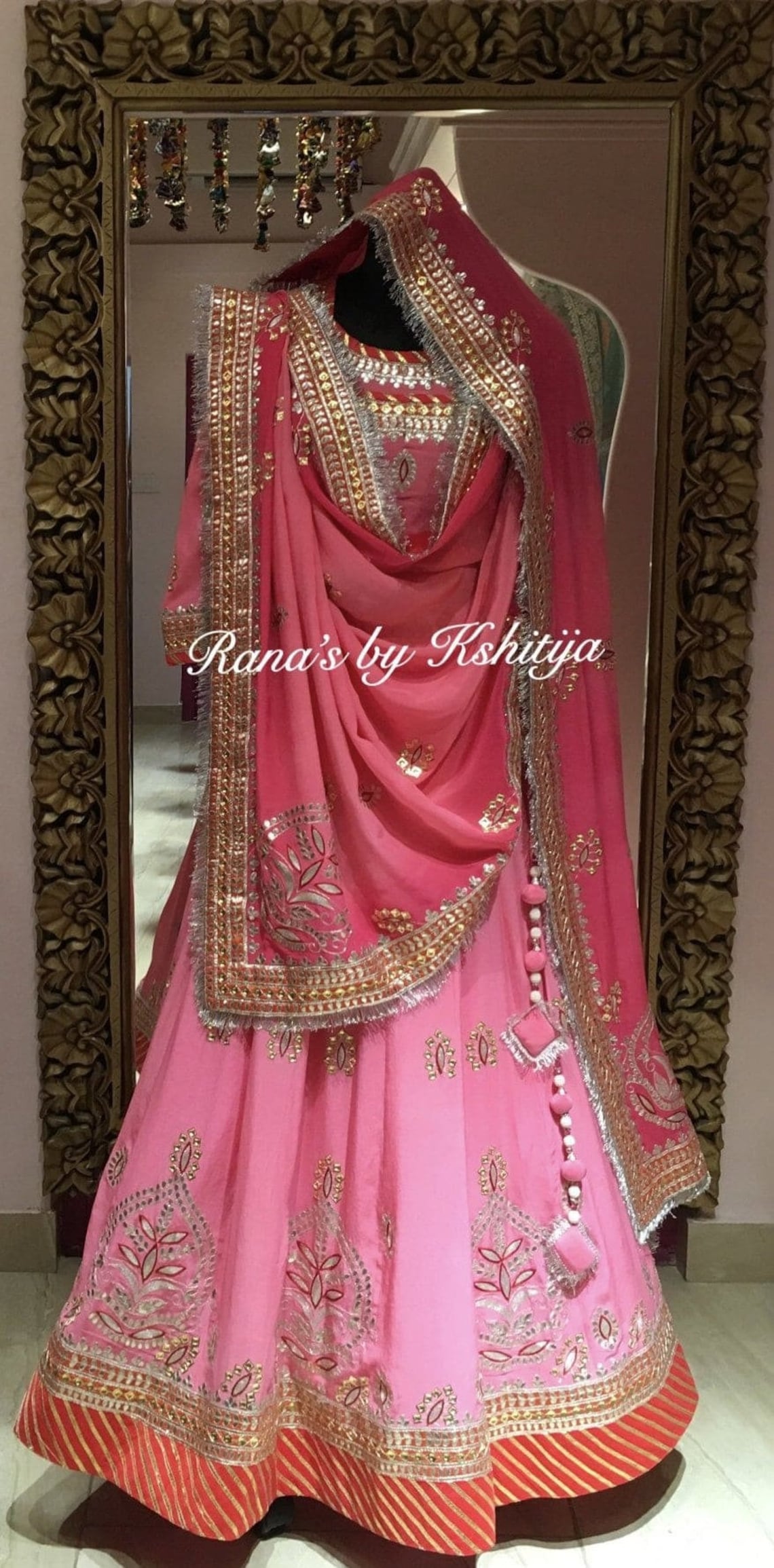 Designer Passionate Pink Rajputi Poshak in Fine Handwork - 4 Piece Set ...