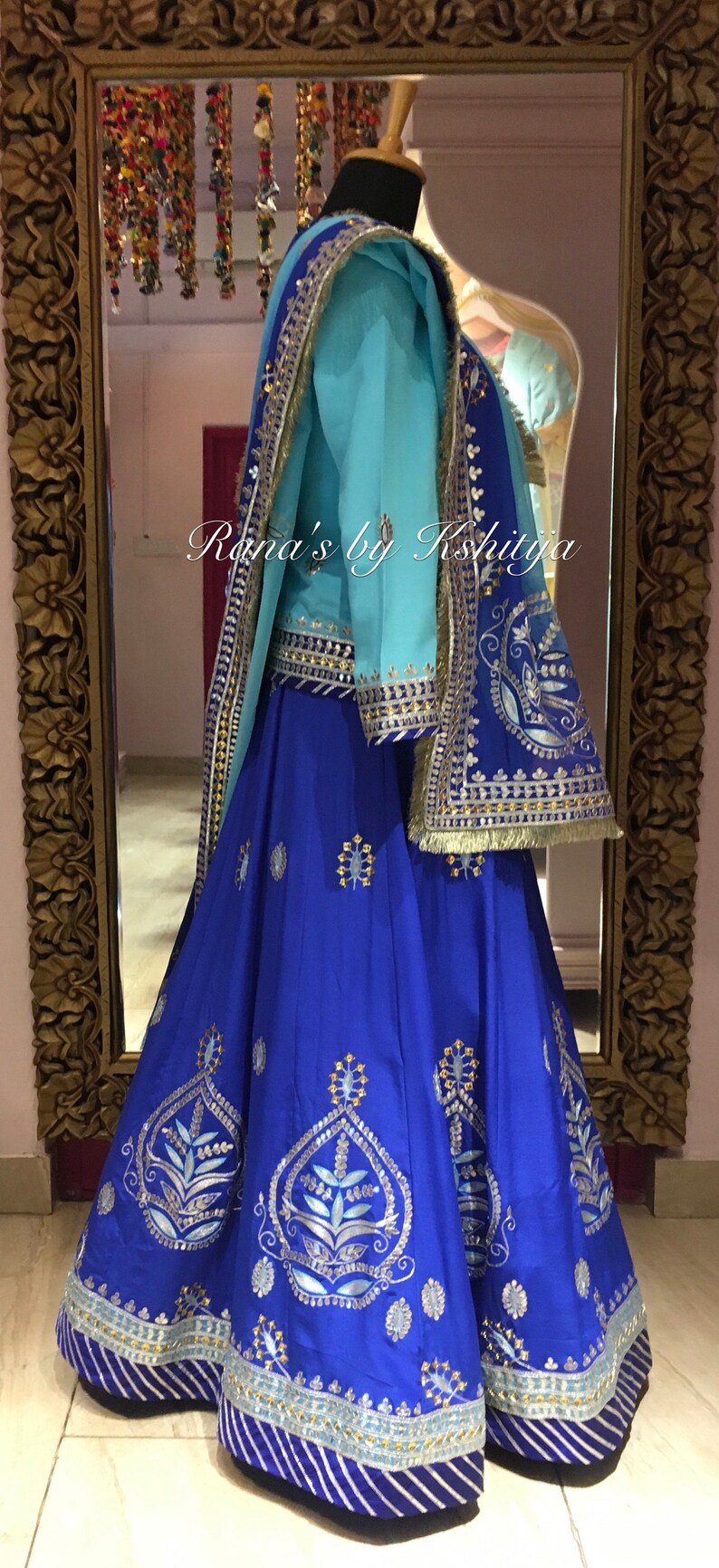 Blue Rajputi Poshak: Ombre Dupatta, Handwork Crepe Dress - Etsy