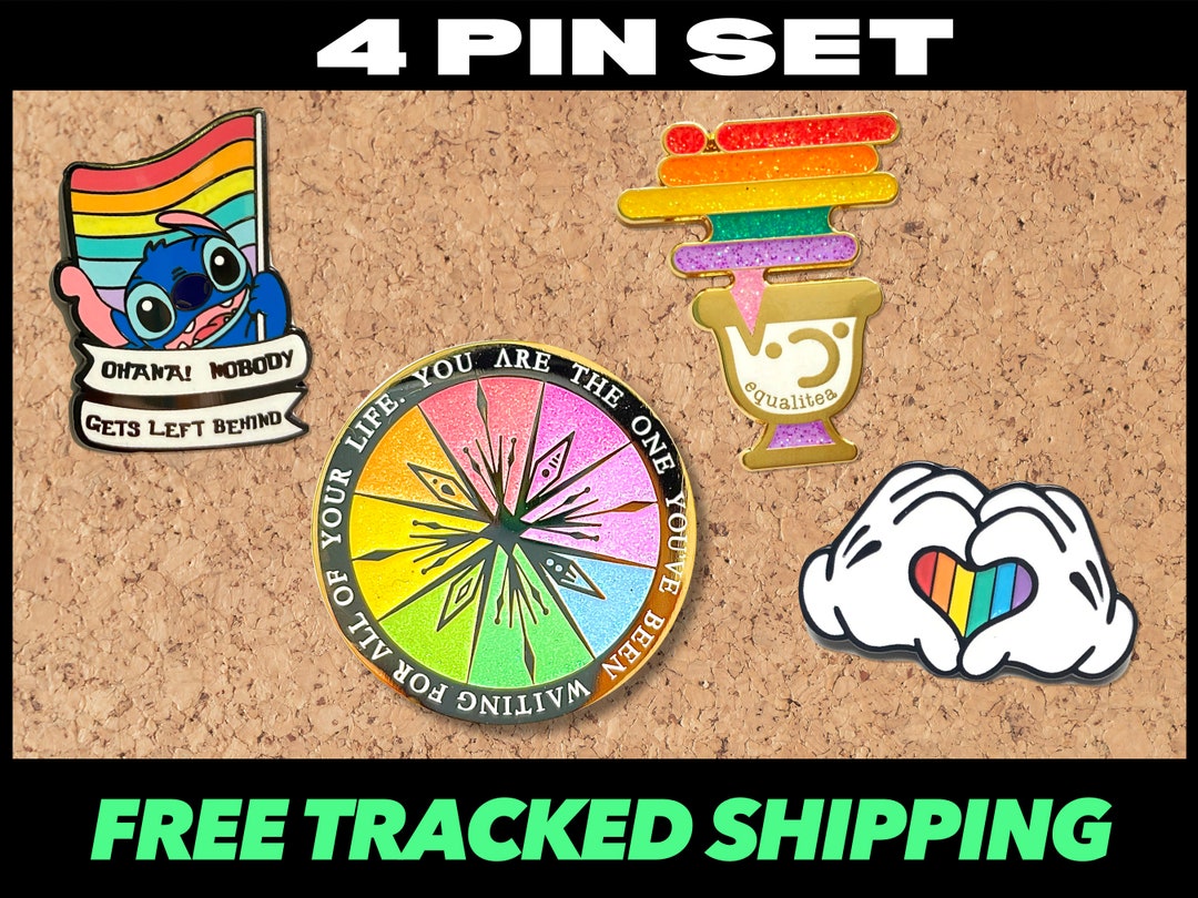 PRIDE 4 Pin Set | Enamel Pins Included : Ohana , Show Yourself ...