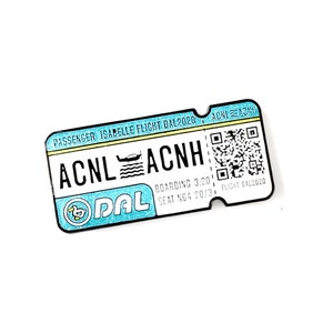 3 PIN SET: ACNH Acnl Glittery Ticket, Spinning Sea Plane, Horizons Leaf ...