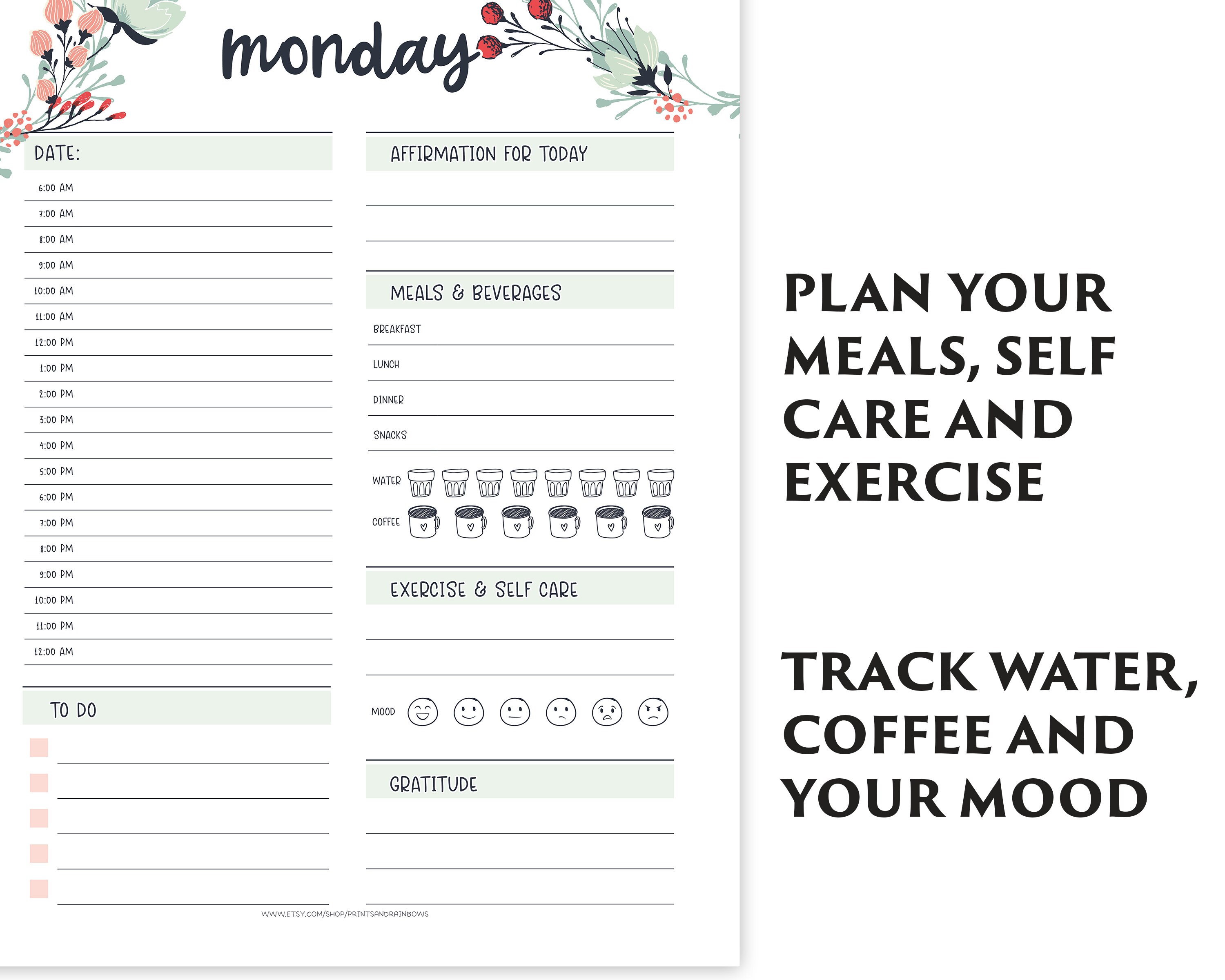 Printable 7 Days Daily Planner, Hourly Schedule for Time Blocking, to ...
