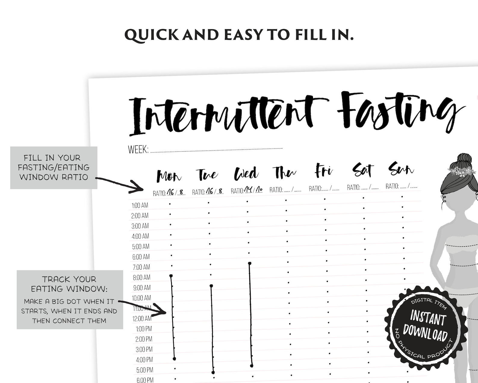 Fasting Tracker, Intermittent Fasting Planner, Fasting Journal, Weight ...