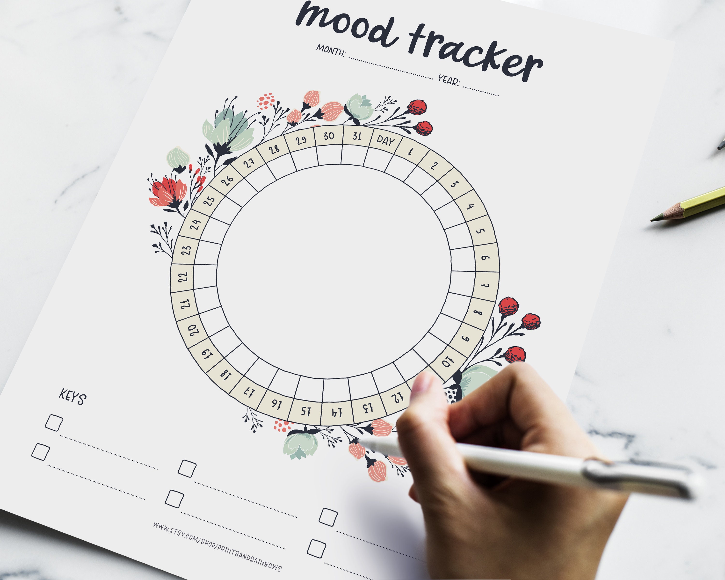 Mood Tracker or Anxiety Journal for Self Care Planner, Monthly Tracker ...