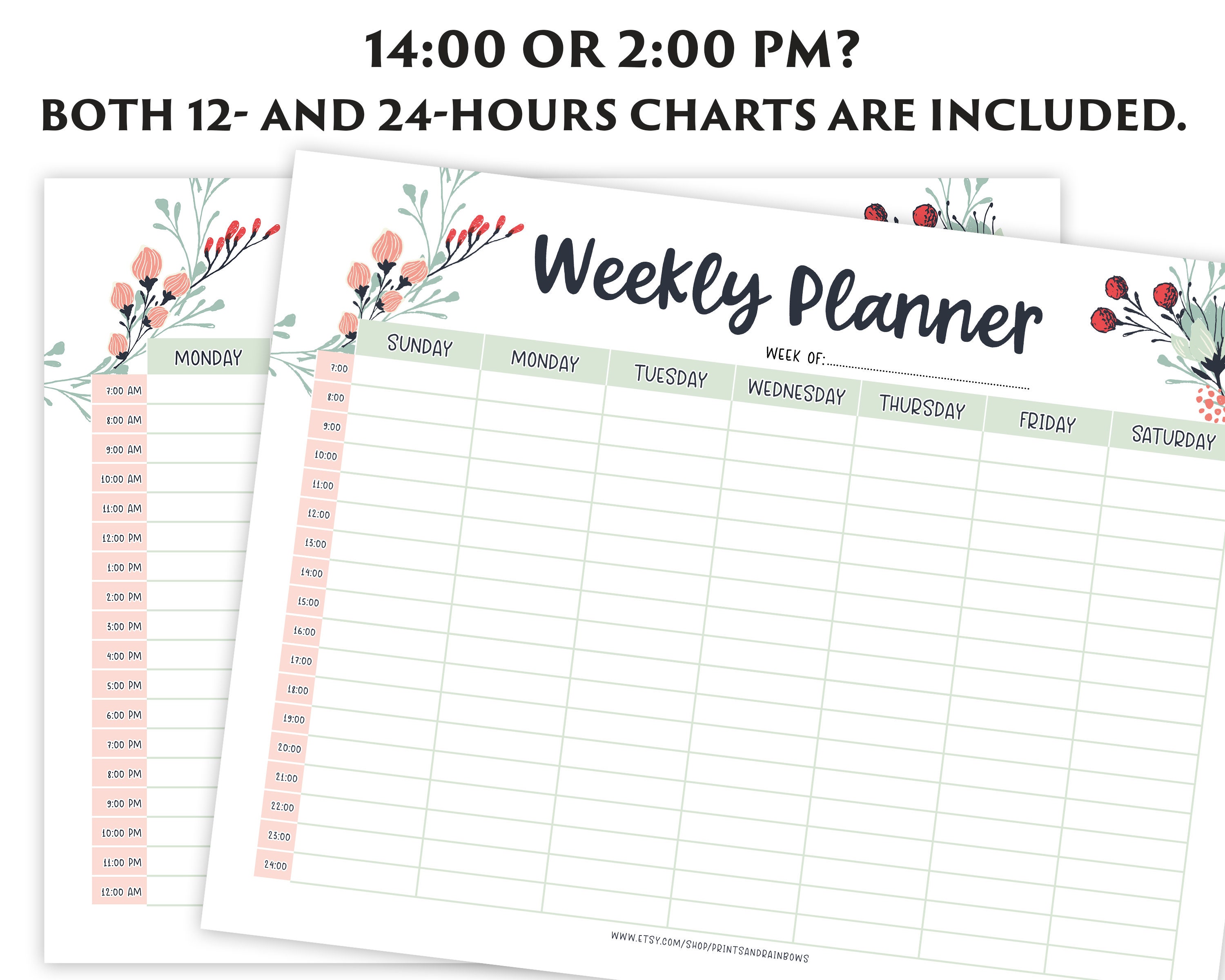Weekly Planner Printable for Time Blocking and Time Management, Block ...