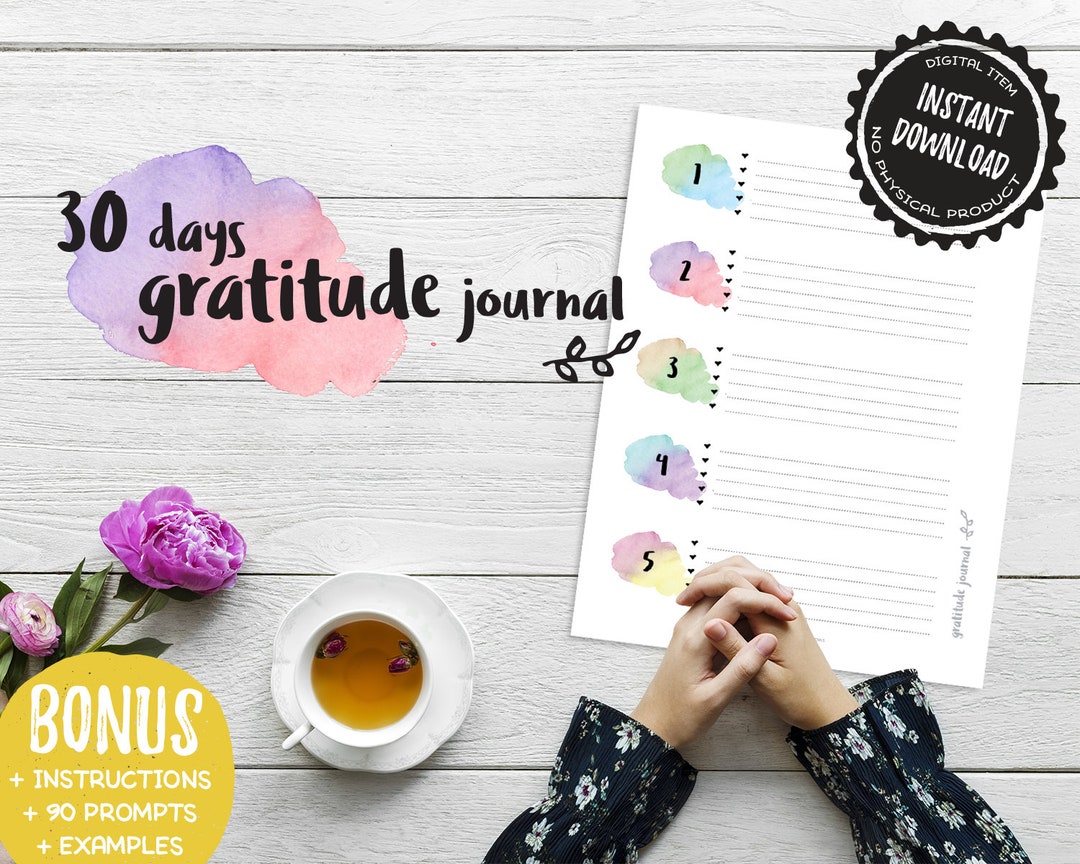 Gratitude Journal Printable With Journal Prompts, Self Care Journal ...