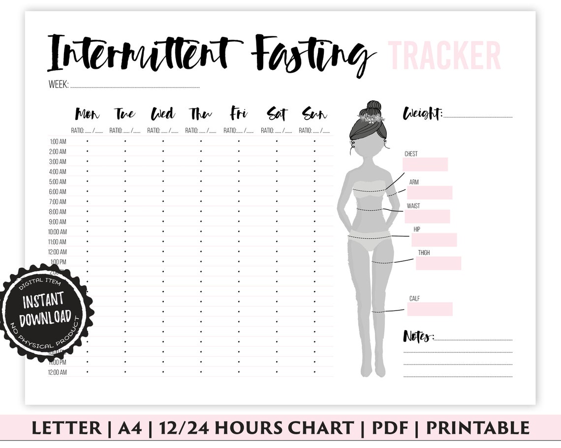 Fasting Tracker, Intermittent Fasting Planner, Fasting Journal, Weight ...