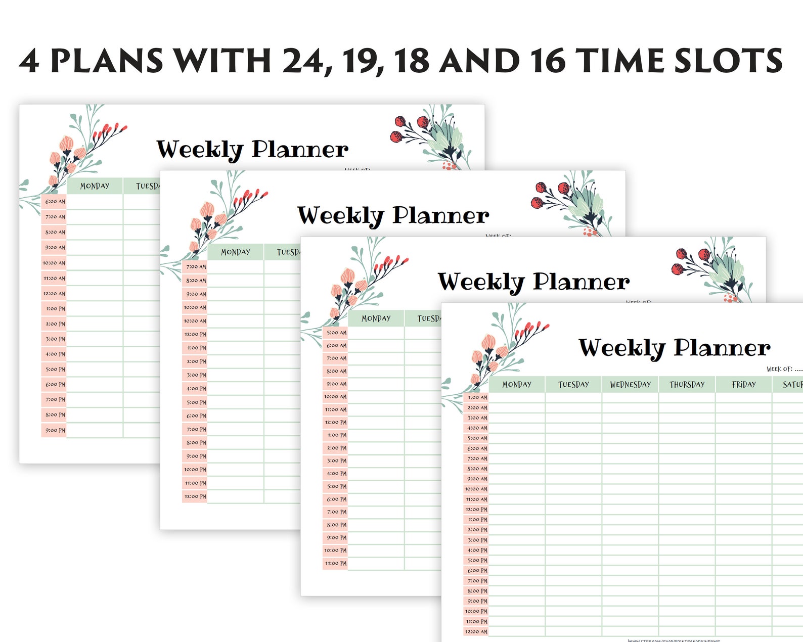 Editable Weekly Planner Printable for Time Blocking and Time - Etsy