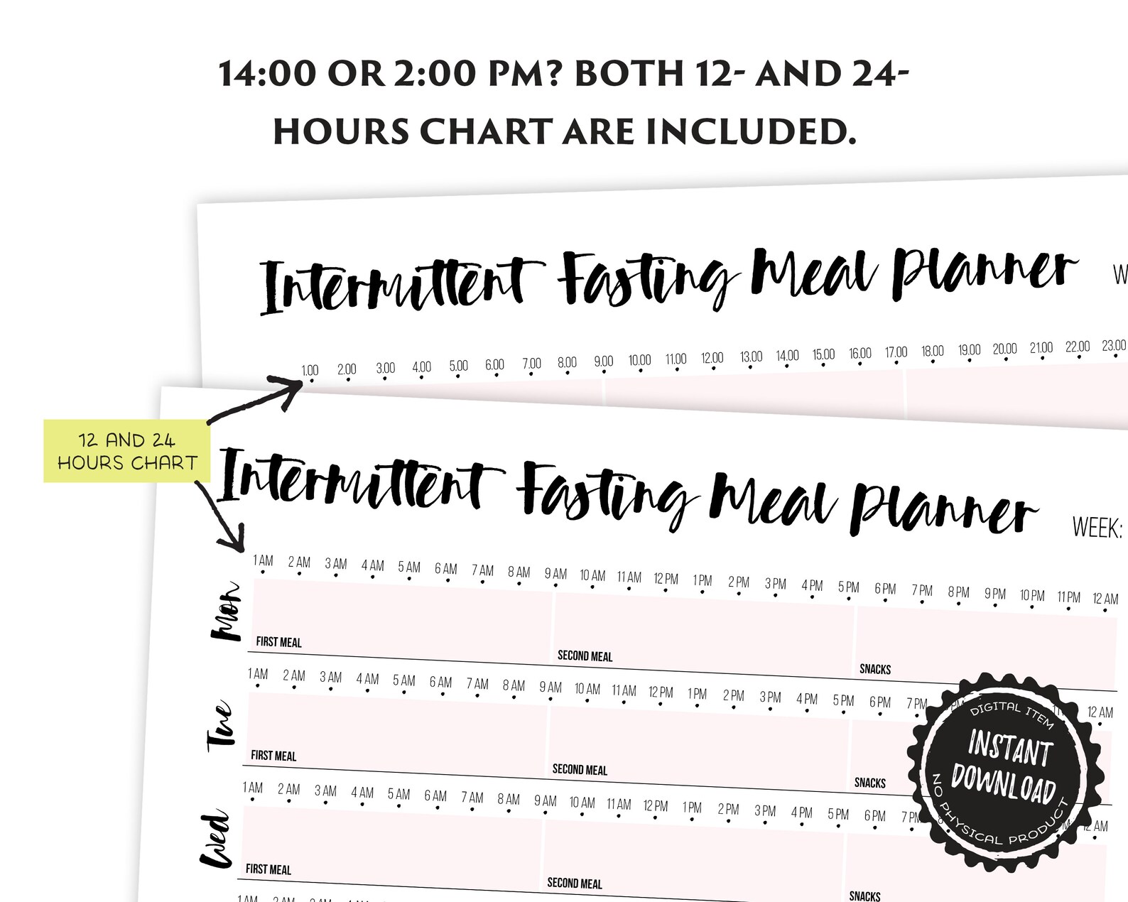 Intermittent Fasting Weekly Meal Planner Printable, Fasting Tracker ...