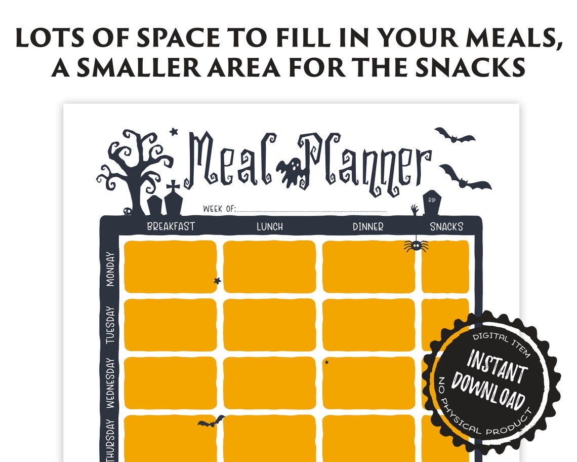 Halloween Weekly Meal Planner Printable With Grocery List - Etsy