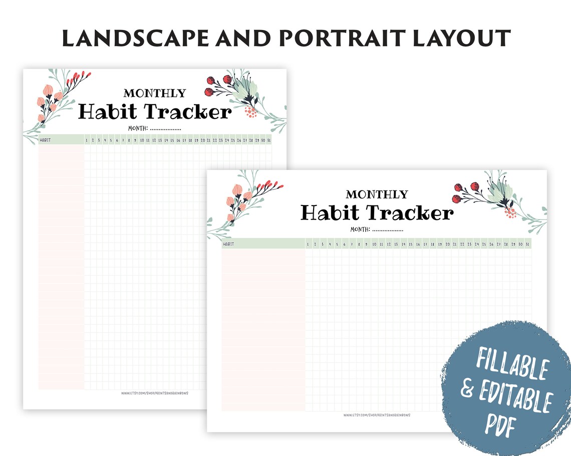 Editable Habit Tracker Habit Tracker Printable for Goal - Etsy