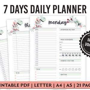Printable 7 Days Daily Planner, Hourly Schedule for Time Blocking, to ...