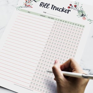 Monthly Bill Tracker, Yearly Bill Tracker, Finance Planner, Printable ...
