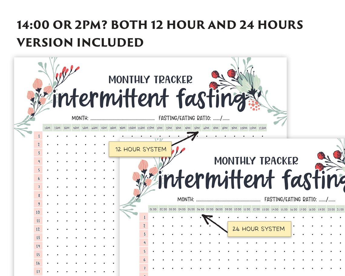 Fasting Printable Monthly Fasting Tracker Intermittent - Etsy