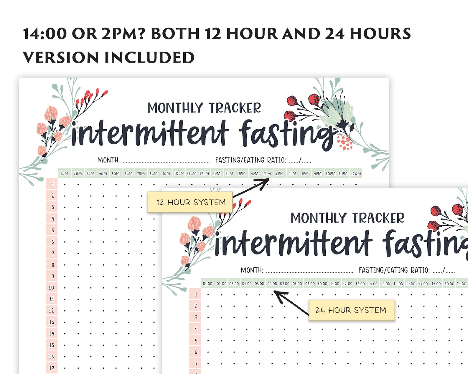 Fasting Printable, Monthly Fasting Tracker, Intermittent Fasting ...