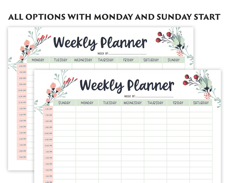Weekly Planner Printable for Time Blocking and Time Management, Block ...