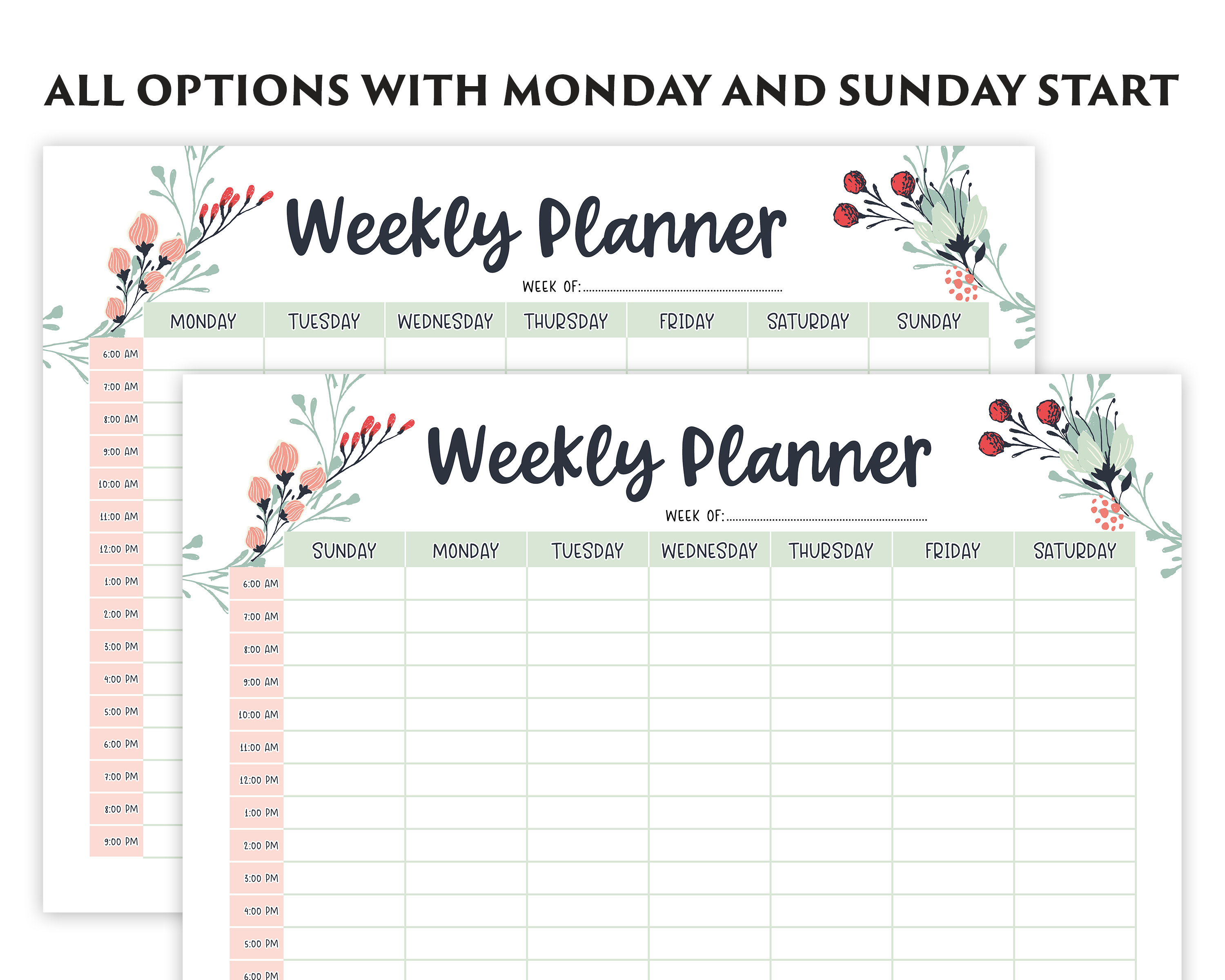 Weekly Planner Printable for Time Blocking and Time Management, Block ...