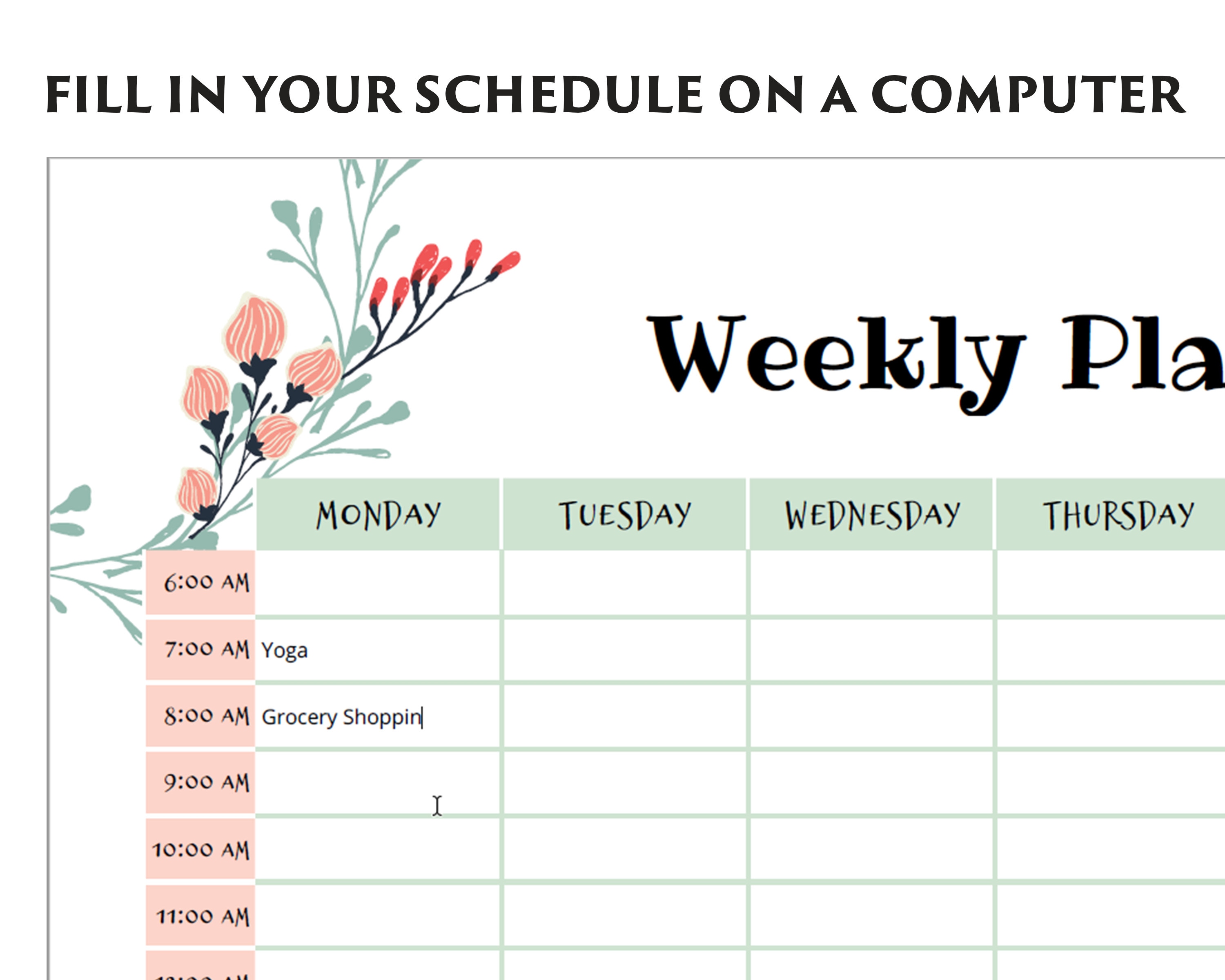 Editable Weekly Planner Printable for Time Blocking and Time - Etsy