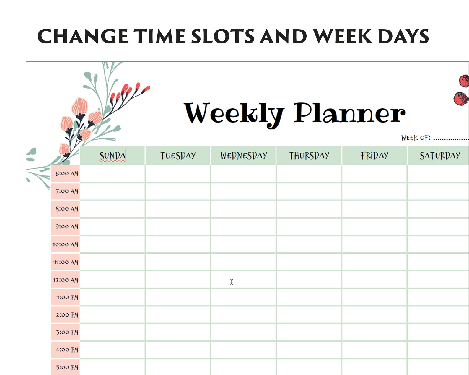 Editable Weekly Planner Printable for Time Blocking and Time - Etsy
