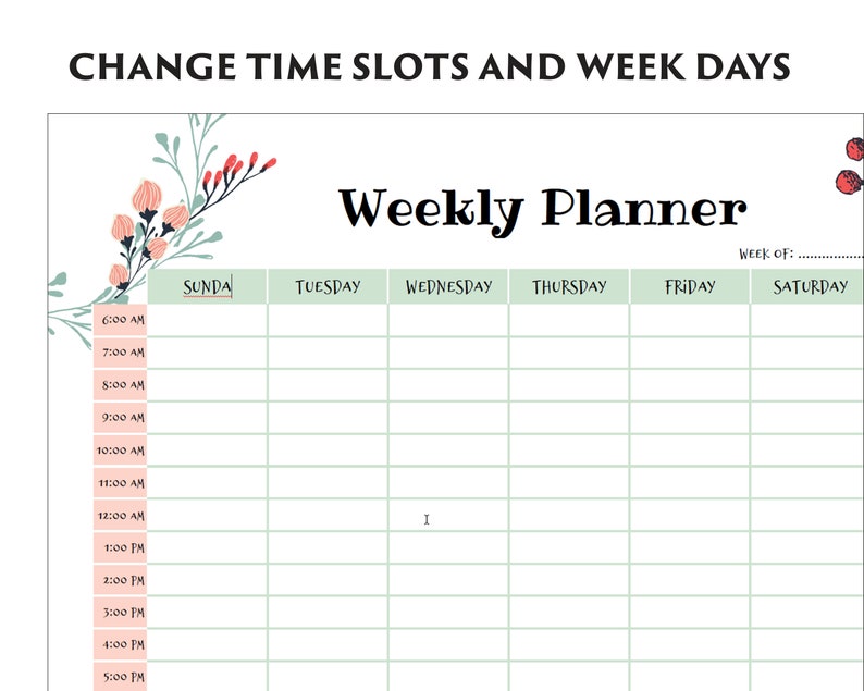 Editable Weekly Planner Printable for Time Blocking and Time - Etsy