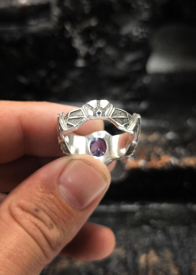 Hand-sculpted Sterling Silver Dwarven Ring – Tanzanite & Sapphire ...