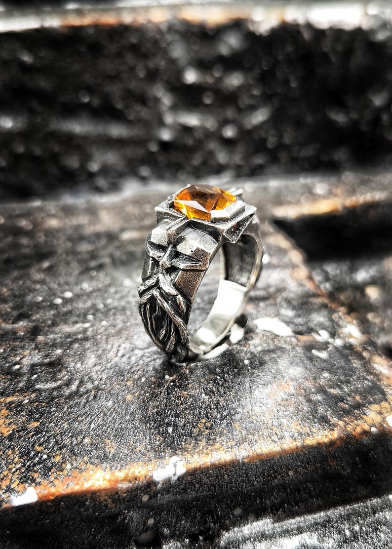 Handcrafted Sterling Silver Dwarven Ring – Citrine, Yellow Sapphire ...