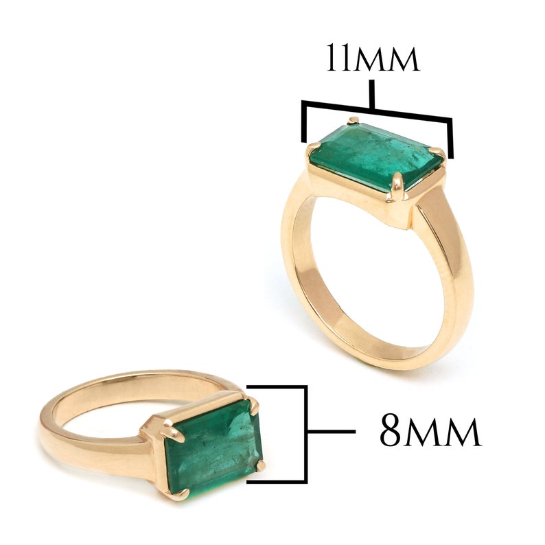 Emerald Cut Emerald Signet Ring in Gold | Natural Emerald With Diamond ...