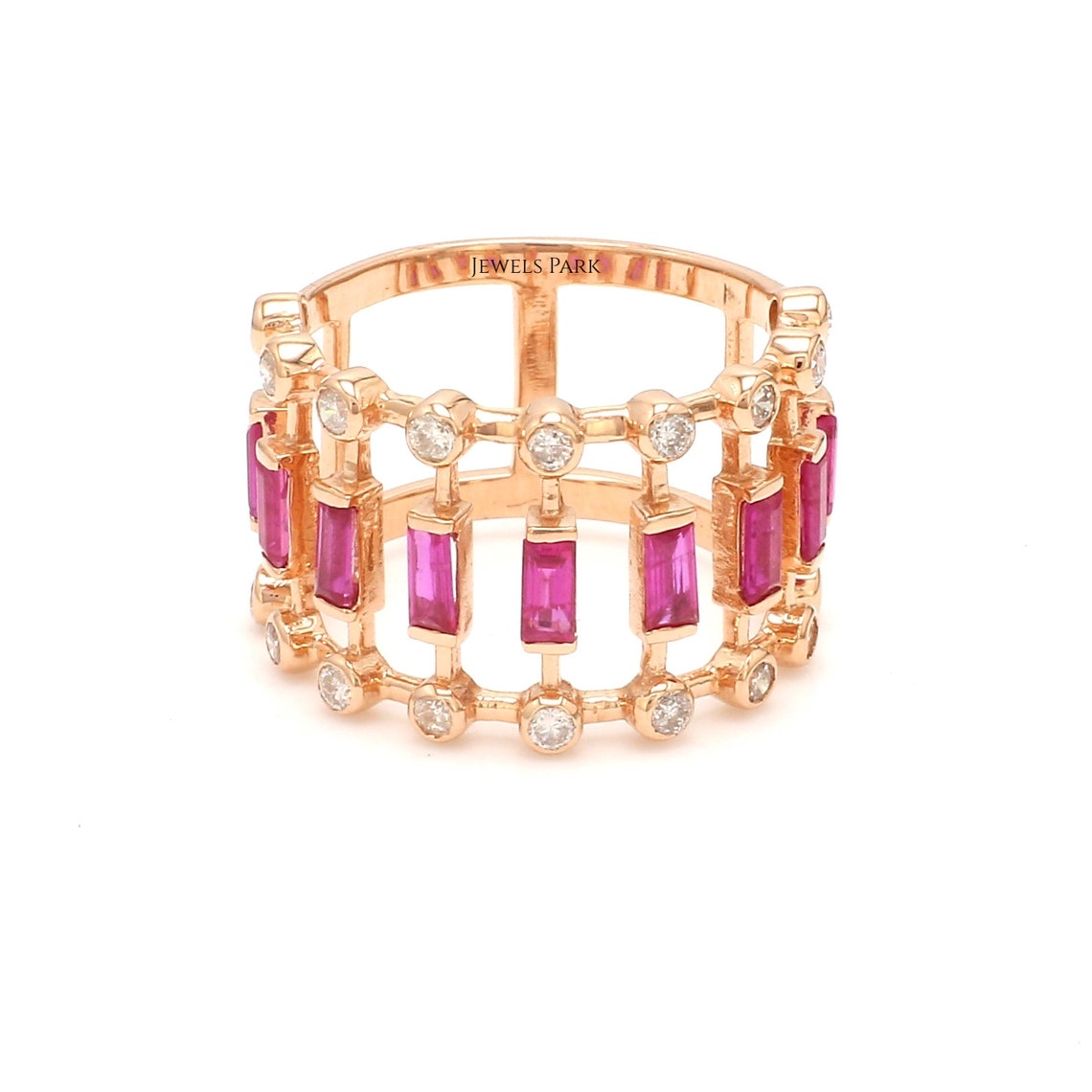 Ruby Dot and Dash Ring Gold Natural Baguette Cut Ruby - Etsy