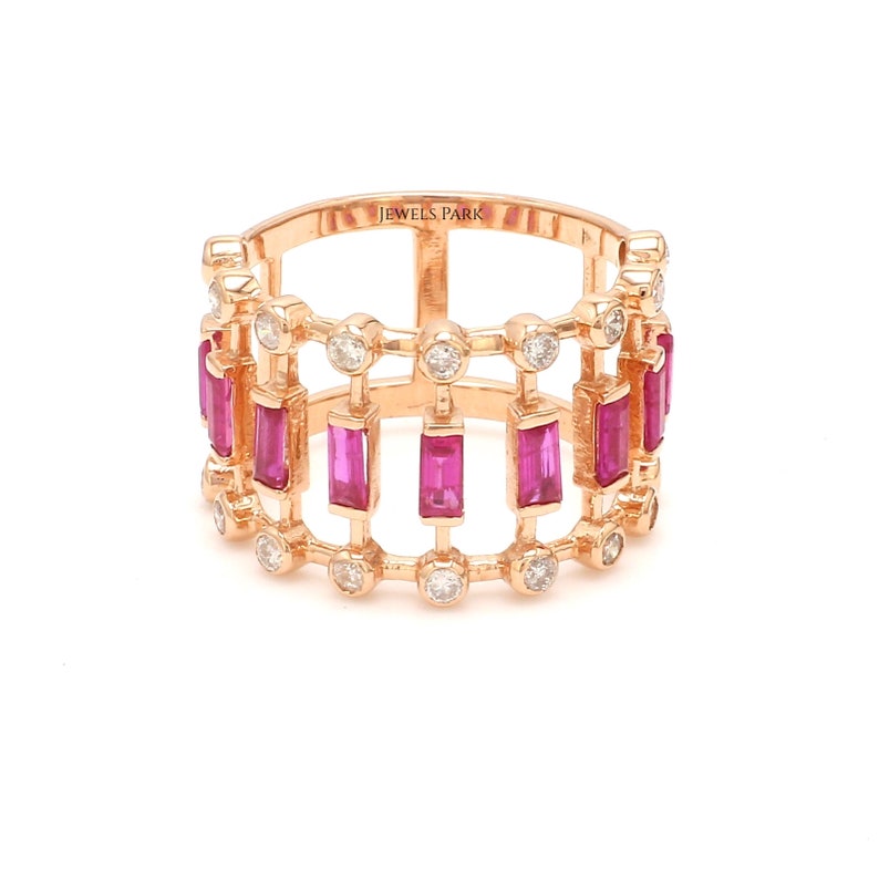 Ruby Dot and Dash Ring Gold Natural Baguette Cut Ruby - Etsy