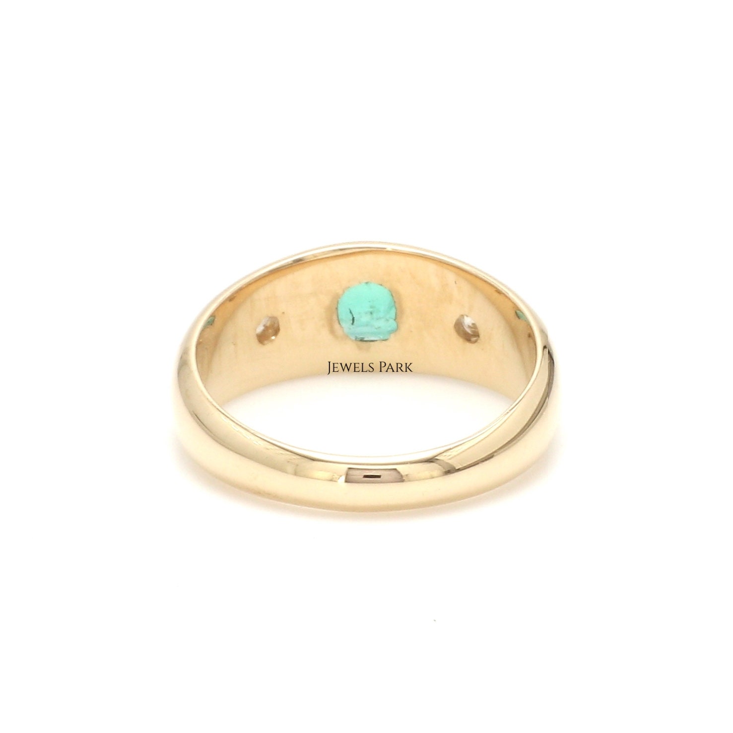 Vintage Emerald Old Mine Cut Diamond Flush Set Chunky Gypsy - Etsy