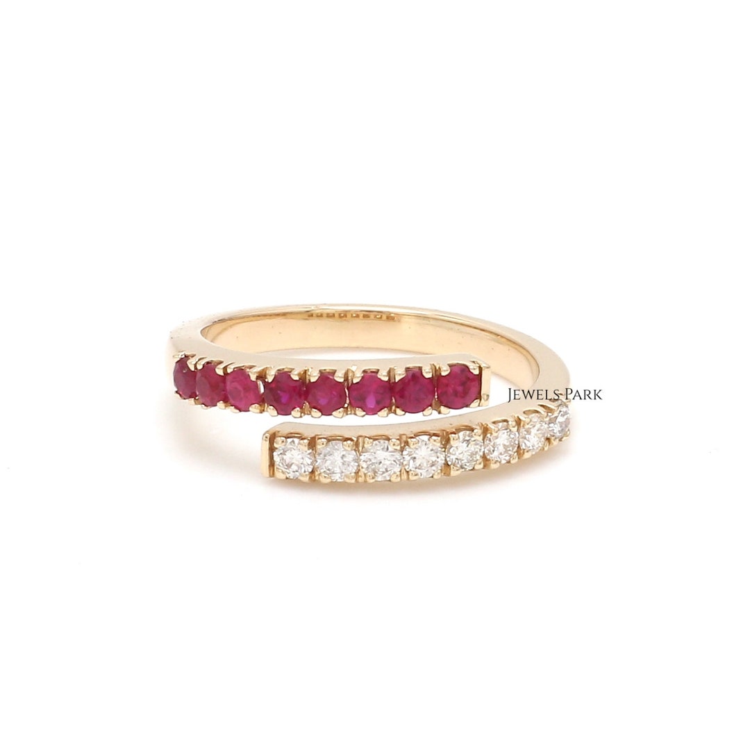 Ruby Diamond Eternity Band Ring Gold | Natural 2MM Ruby Diamond Ring ...