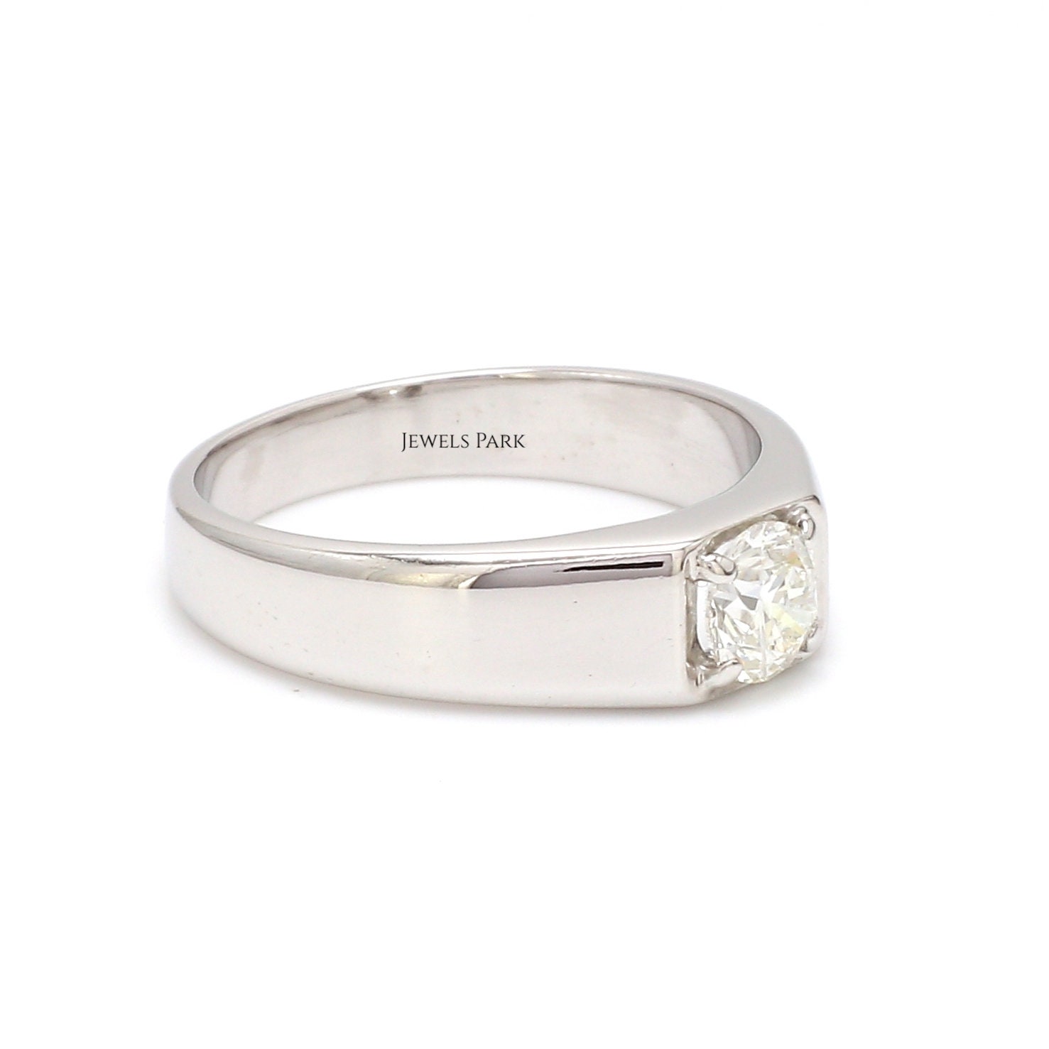 Real Big Diamond Solitaire Mens Ring Gold Natural 0.80 Cts | Etsy