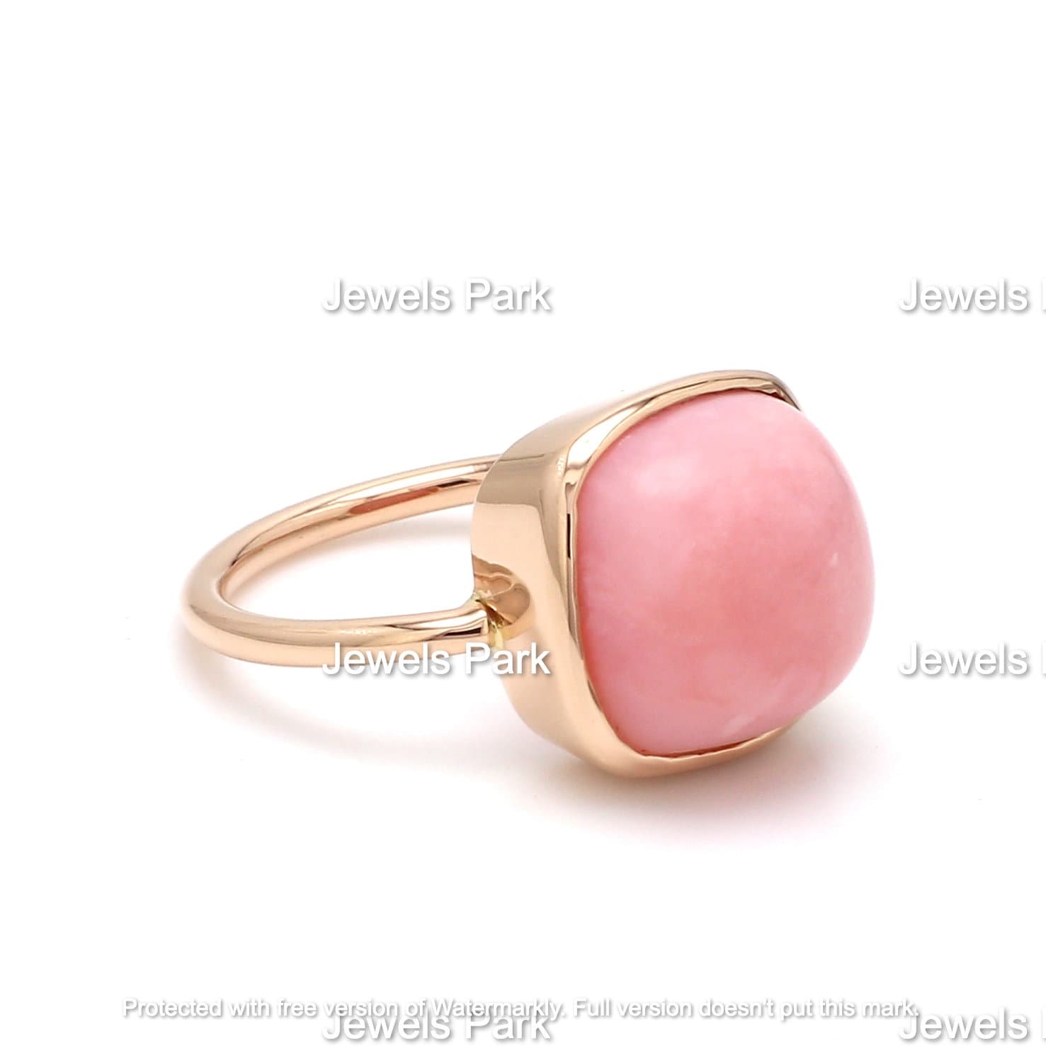 Pink Opal Zarge Ring in 14k 18k Gold Naturlicher rosa Opal Pomellato Stil Ring Gold 12mm Kissencabochon groBer grobstrick Ring rosa gold Etsy