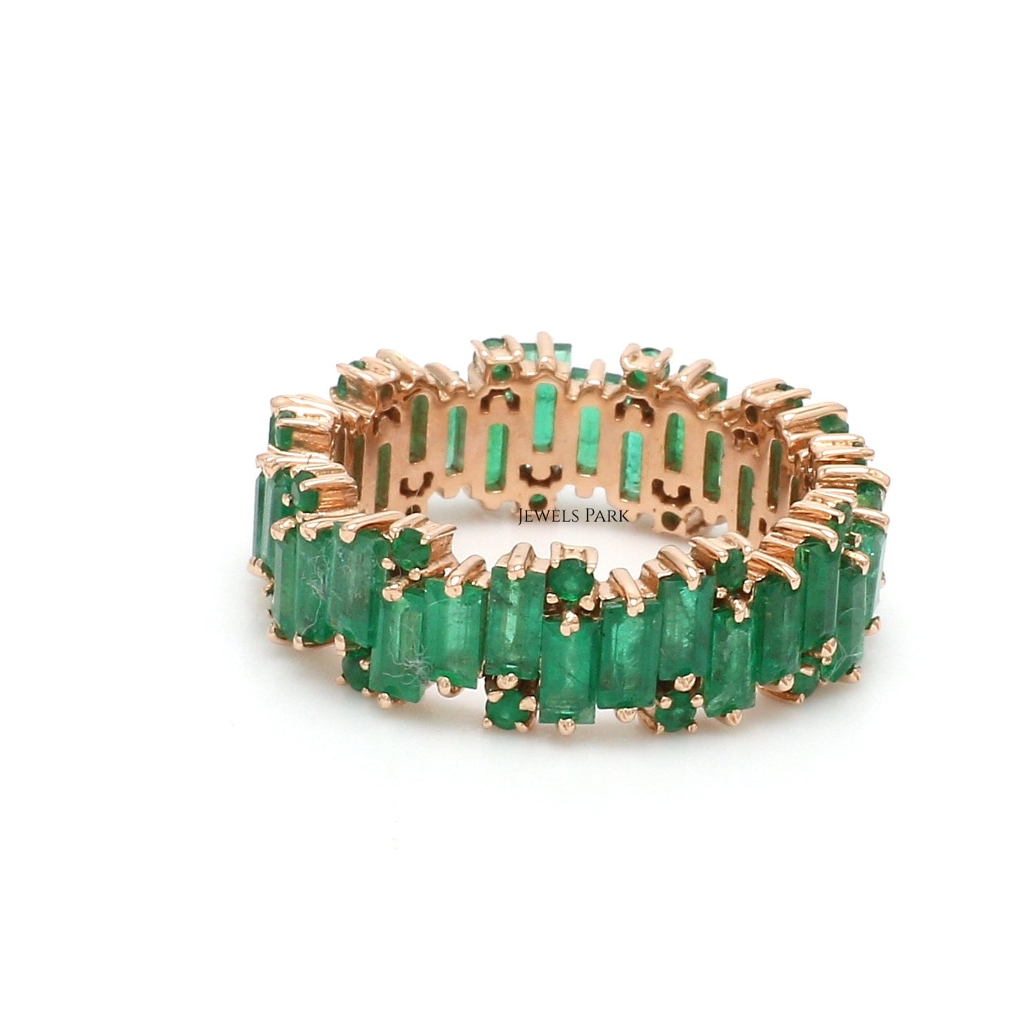 Emerald Baguette Eternity Band Ring Gold Natural Emerald Zig - Etsy