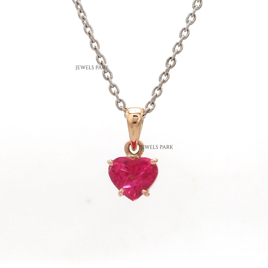 Spinel Heart Pendant Necklace 14K Gold | Natural 1.21ct Mahenge Spinel ...