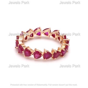 Ruby Trillion Eternity Band Ring in Solid 14k 18k Gold | Natural Ruby ...