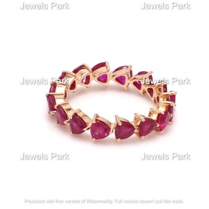 Ruby Trillion Eternity Band Ring in Solid 14k 18k Gold | Natural Ruby ...