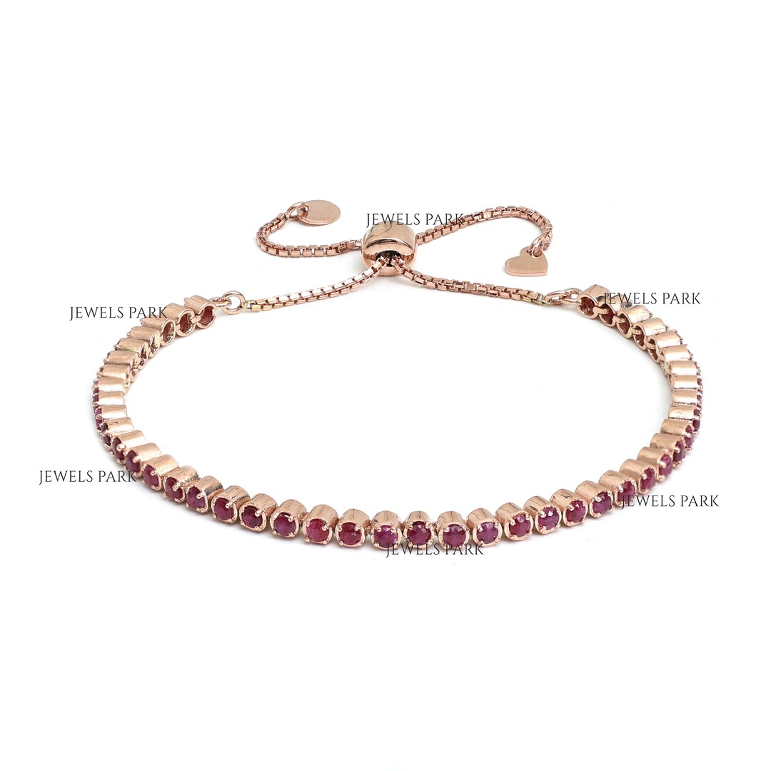 Real Ruby Bolo Chain Bracelet Gold | Natural Ruby Bolo Tennis Bracelet ...