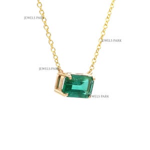 Emerald Cut Emerald Pendant Necklace Gold | Natural Emerald Octagon Cut ...