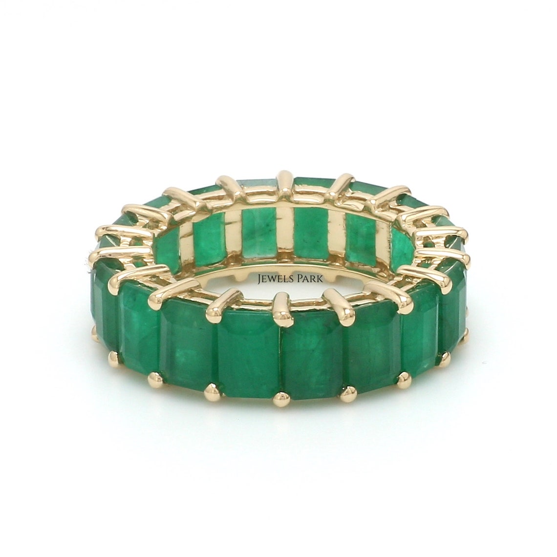 Real Emerald Eternity Band Ring Gold Natural 6x4mm 8-9CTW - Etsy