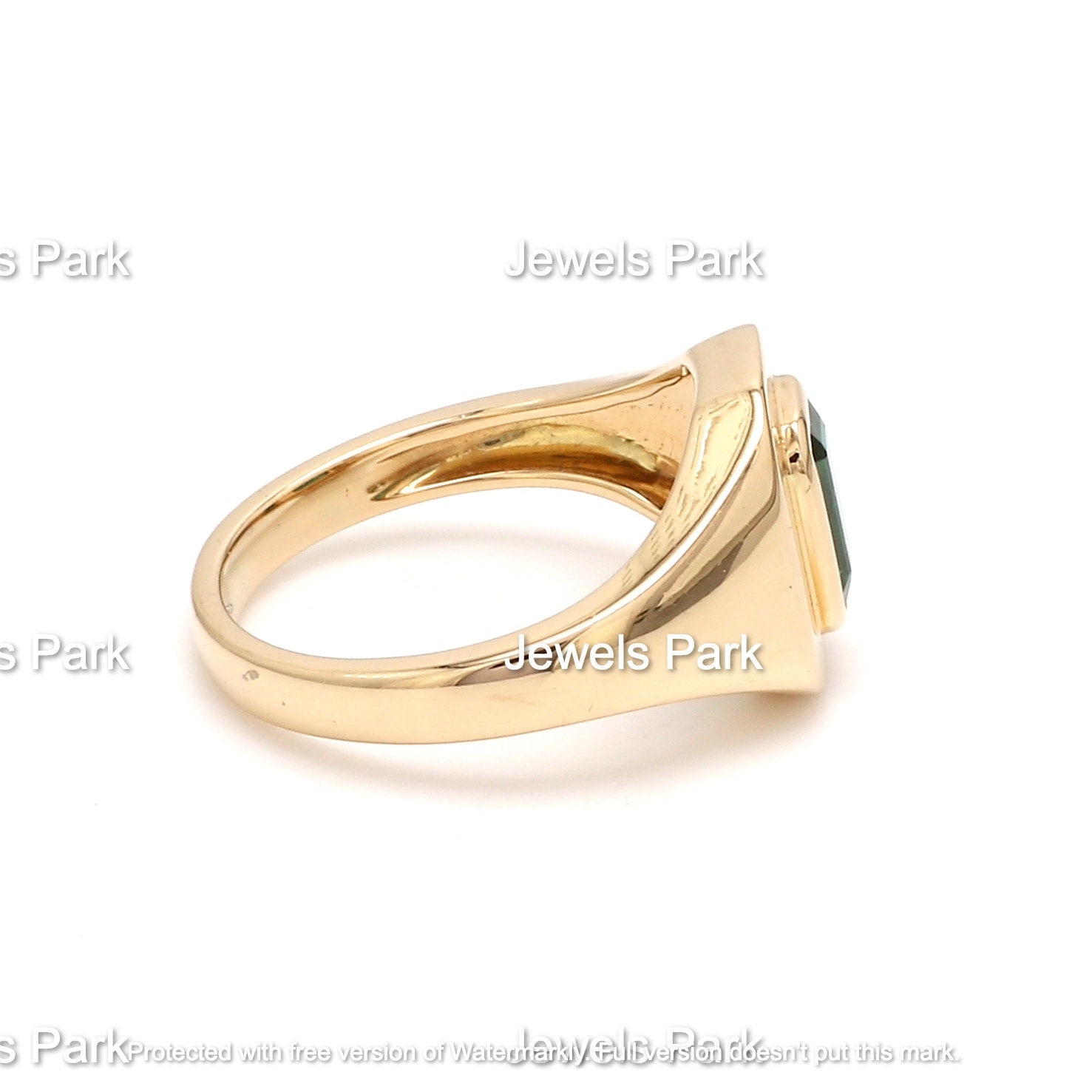 Natural Emerald Pinky Ring in 14k 18k Gold Emerald Cut Bezel | Etsy