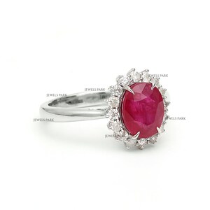 Ruby Oval Cut Diamond Statement Ring Gold | Natural Red Ruby Oval Cut Diamond Ring Gold | Red ...