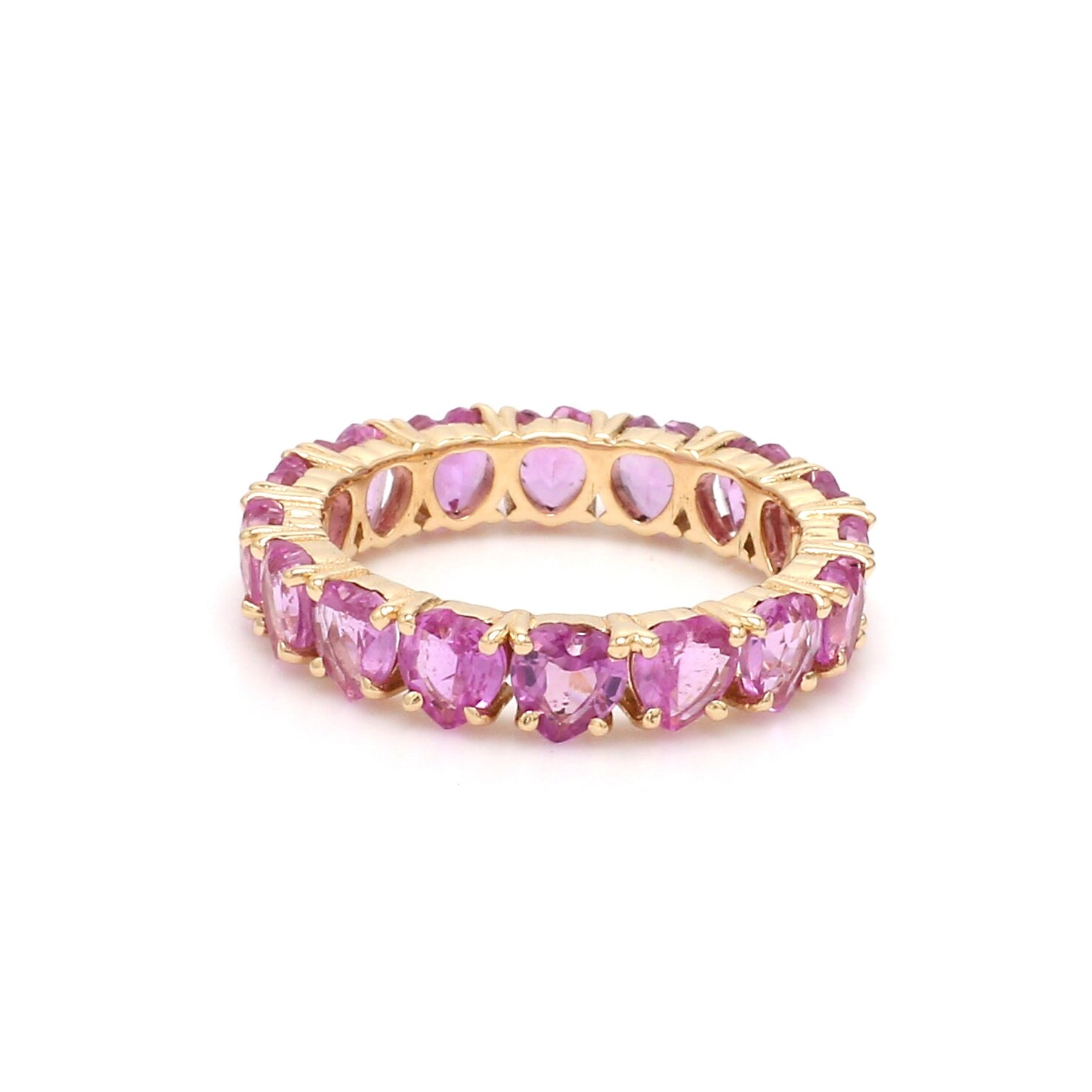 Pink sapphire heart eternity ring band gold Natural 4mm pink | Etsy