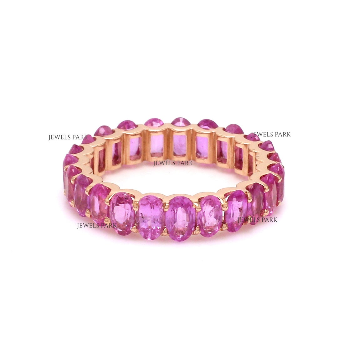 Pink Sapphire Oval Cut Eternity Band Ring Gold | Natural Pink Sapphire ...