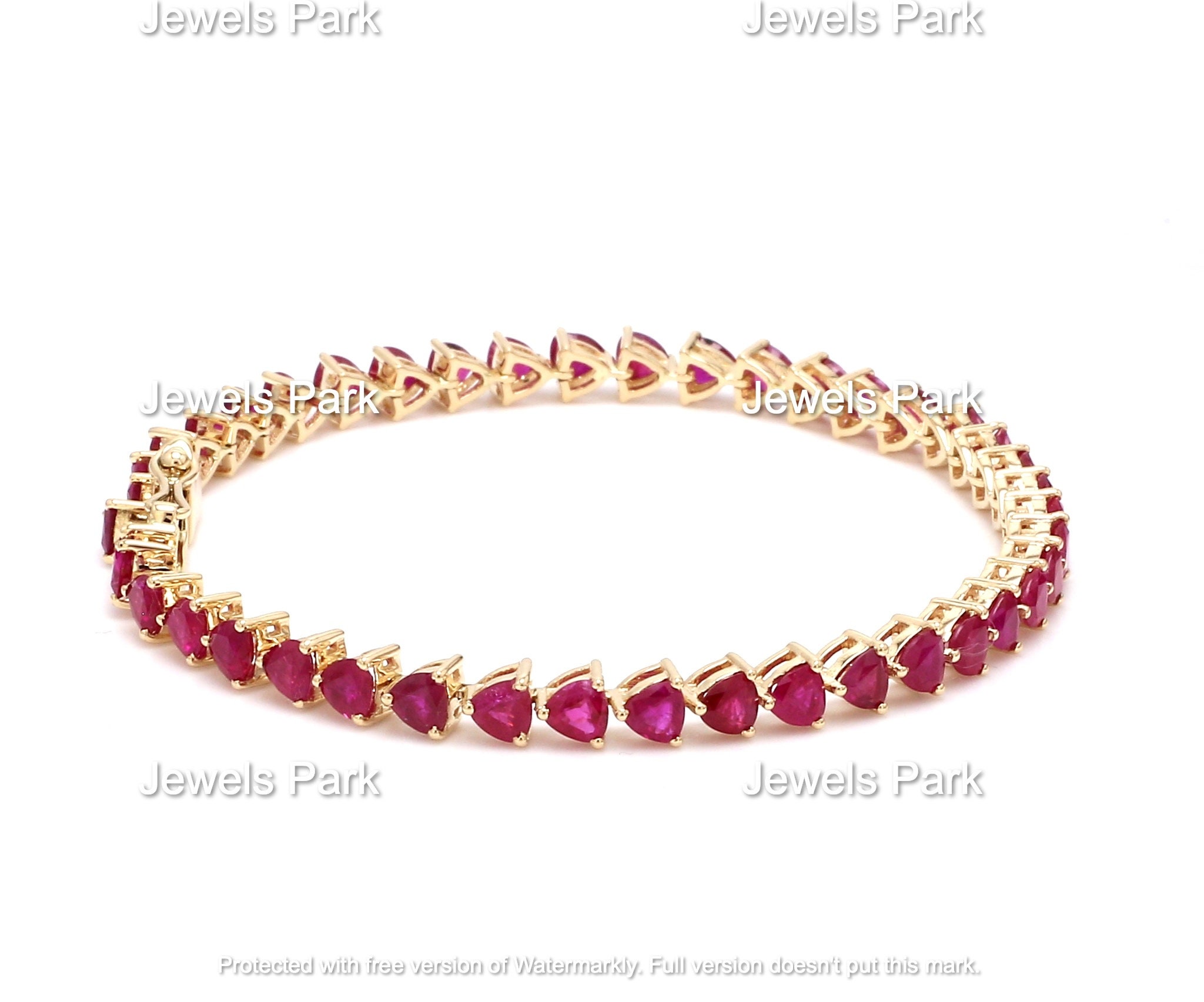 Ruby Trillion Cut Tennis Bracelet in 14k 18k Gold Natural 4mm - Etsy