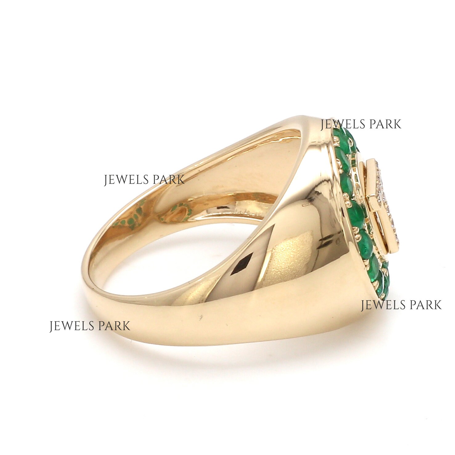 Emerald Diamond Personalised Name Letter Signet Ring Gold - Etsy